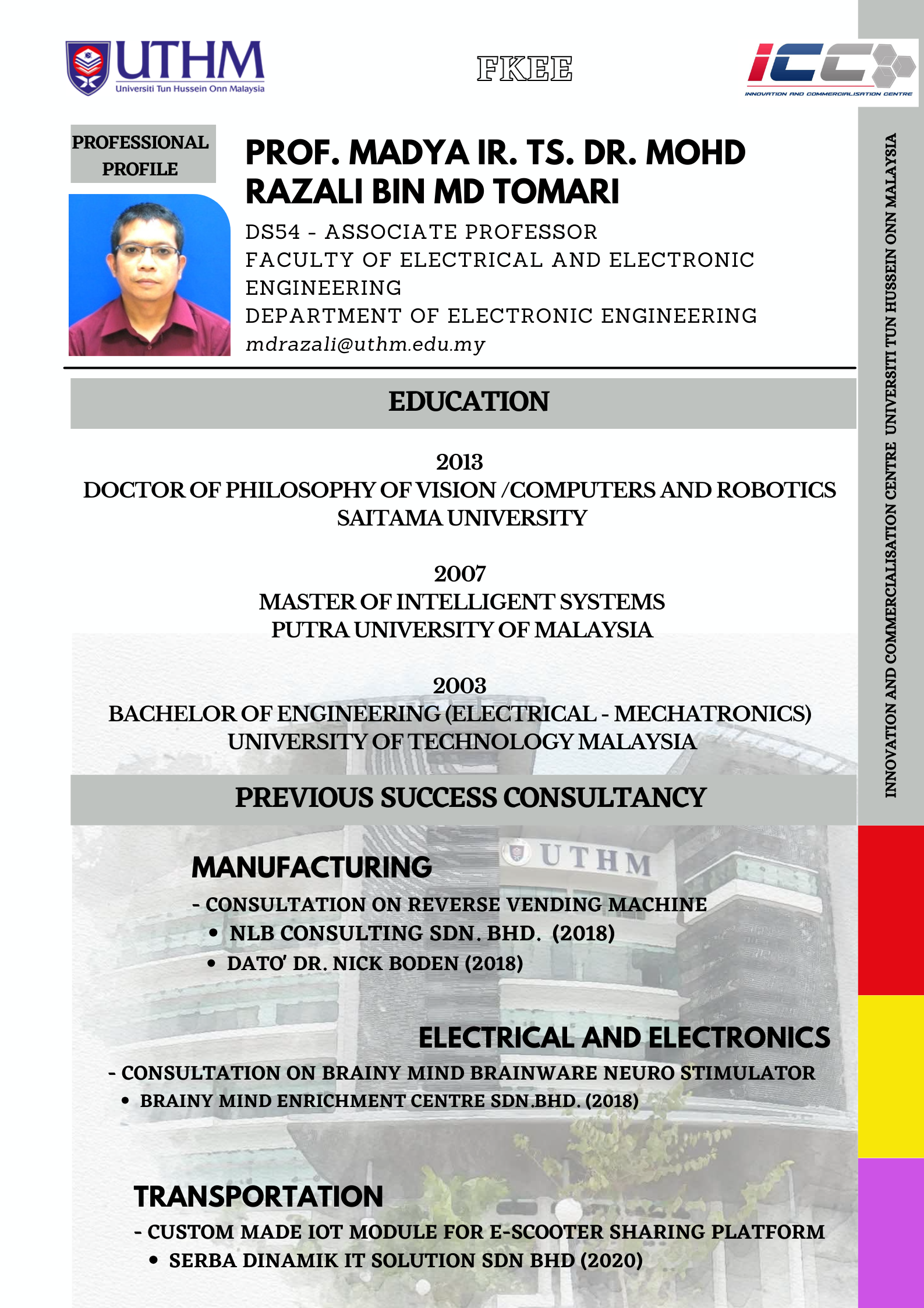 Prof. MADYA Ir. Ts. Dr. MOHD RAZALI BIN MD TOMARI ( FKEE ) - Official ...